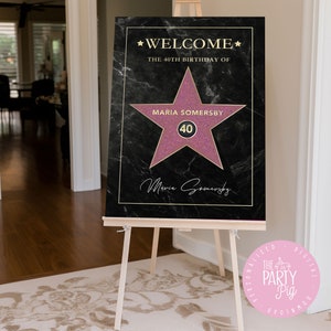 Hollywood Walk of Fame Welcome Poster Movie Themed Hollywood Birthday ...