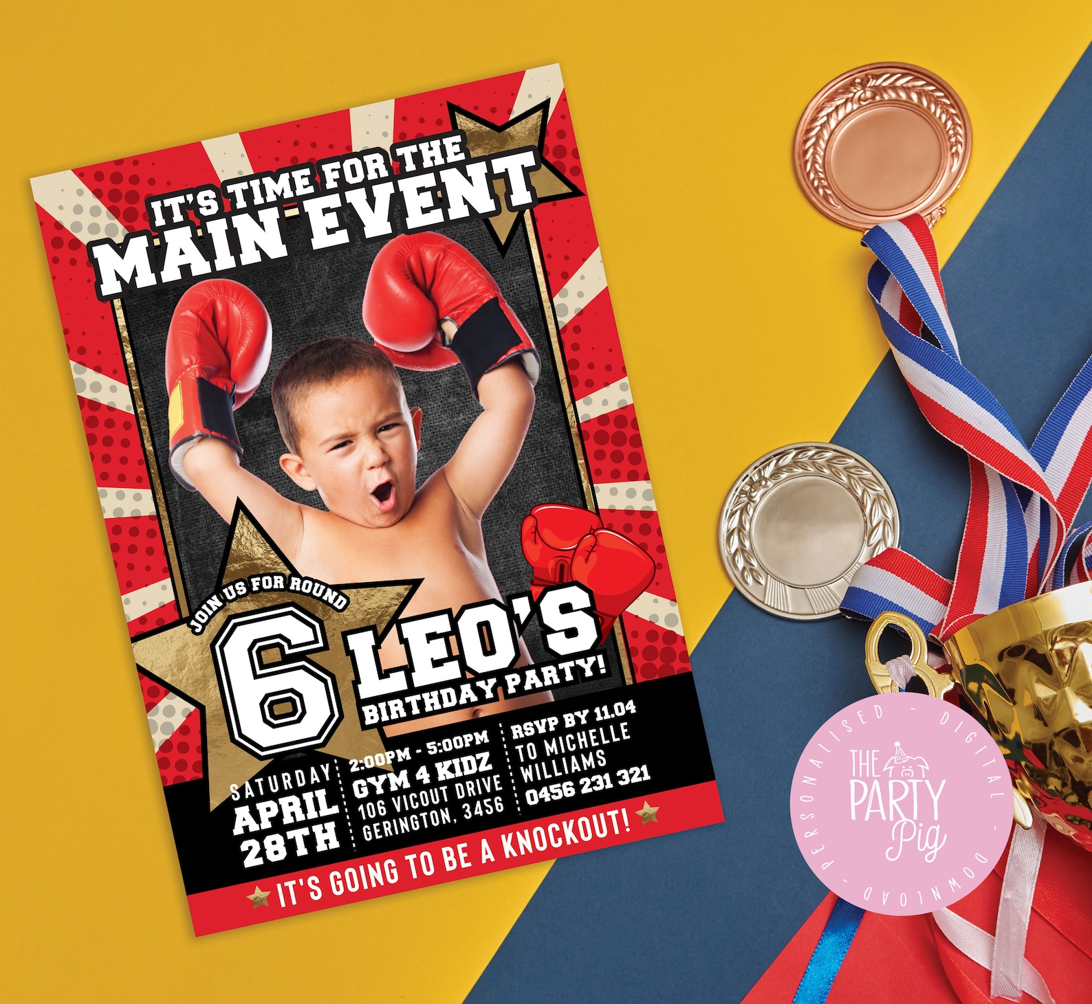 Boxing Birthday Invitation, Knockout Invite, Boxing Birthday Party ...