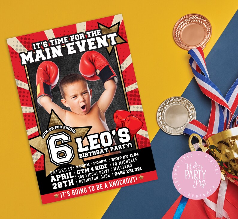 Boxing Birthday Invitation, Knockout Invite, Boxing Birthday Party ...