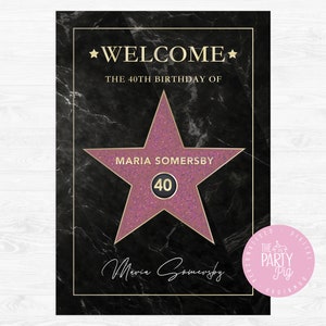 Hollywood Walk of Fame Welcome Poster Movie Themed Hollywood Birthday ...