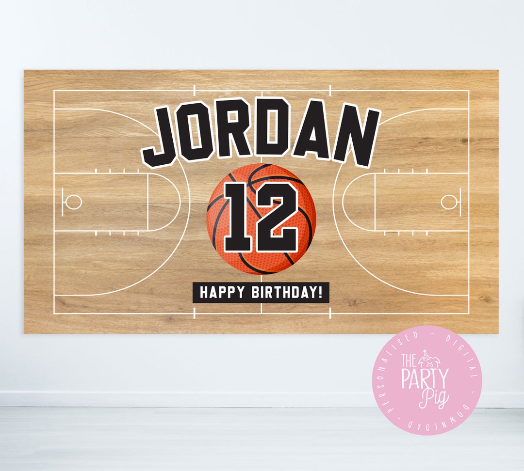 Basketball Backdrop Birthday Party Banner Basketball Court Digital ...