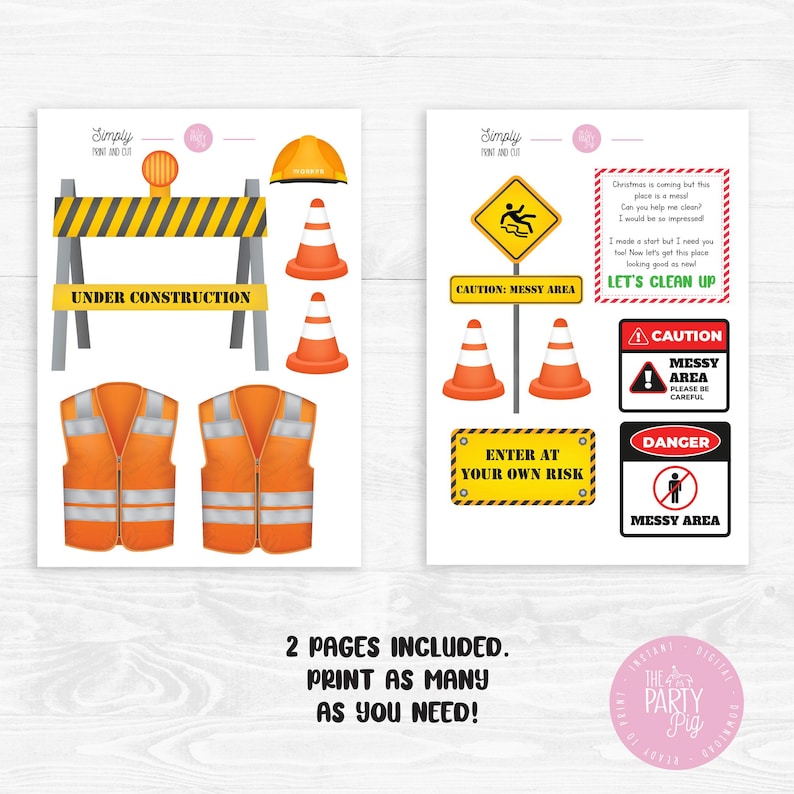 Printable Elf Construction Site/construction Printable Prop, Christmas ...