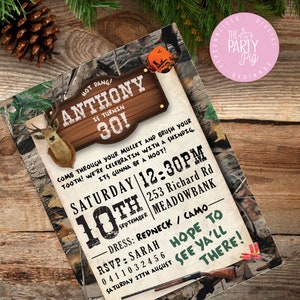 Redneck Hunting Hillbilly Party Invitation, Redneck Birthday Invite ...