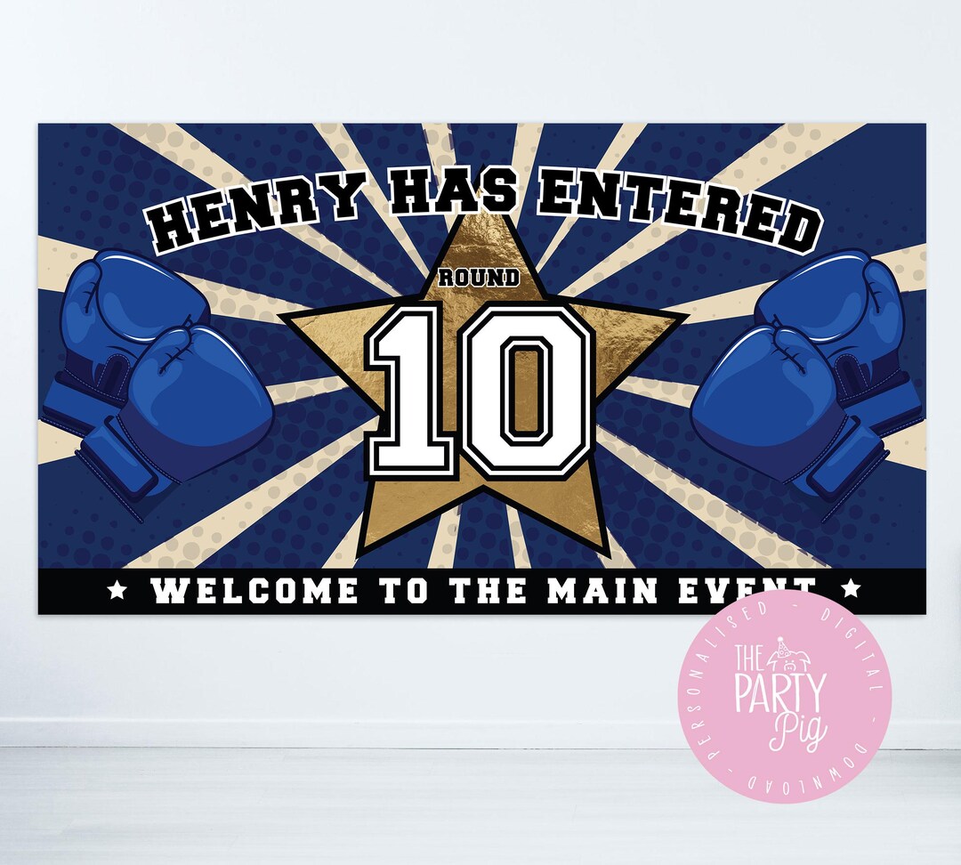 Boxing Birthday Backdrop Birthday Party Banner Boxing Poster Digital ...