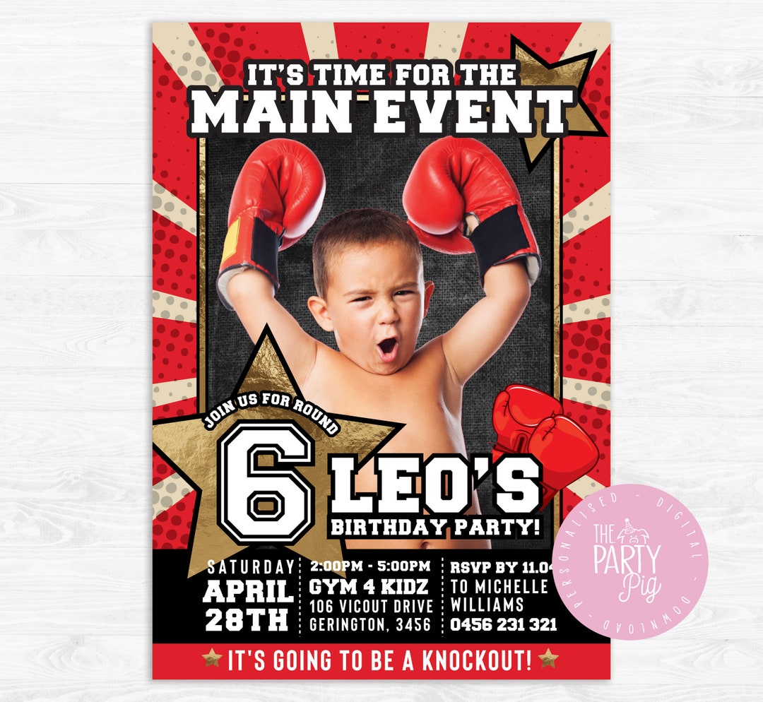Boxing Birthday Invitation, Knockout Invite, Boxing Birthday Party ...