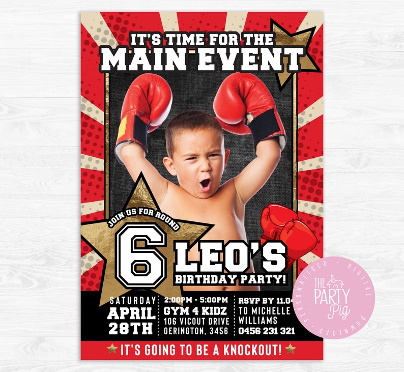 Boxing Birthday Invitation, Knockout Invite, Boxing Birthday Party ...