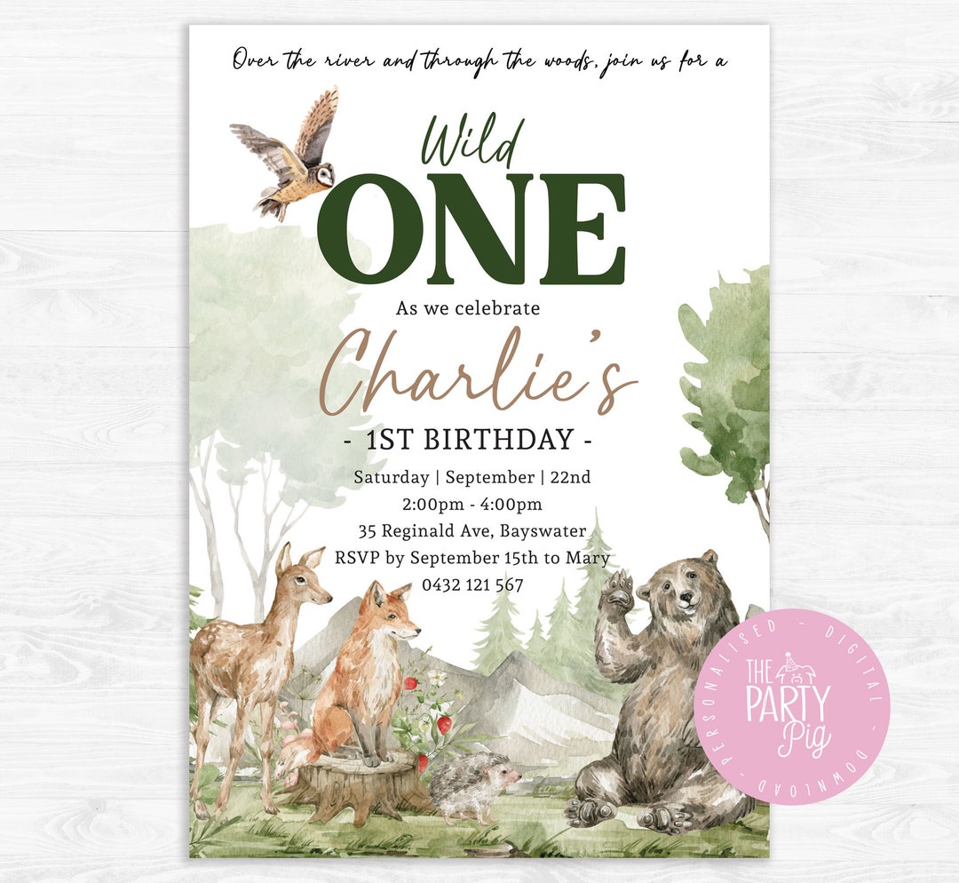 Woodlands Birthday Invitation Wild One Birthday Forest Friends Birthday ...