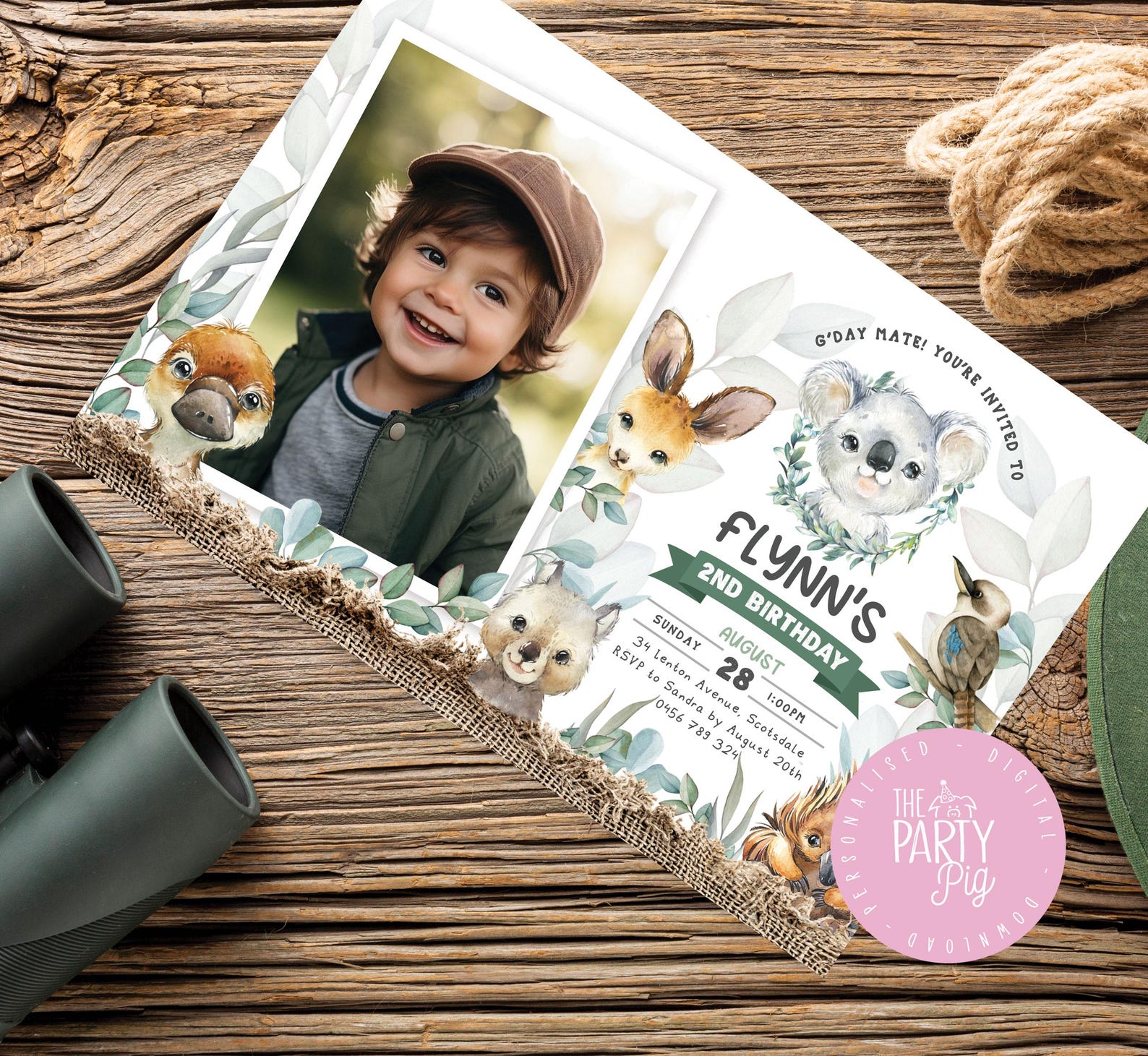 Australian Animals Birthday Invitation With Photo, Animals Invite ...