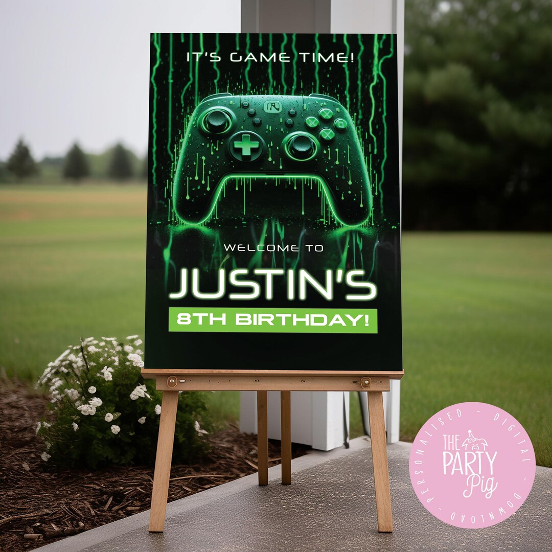 Gamer Welcome Sign, Video Game Birthday Sign, Gaming Birthday Party ...