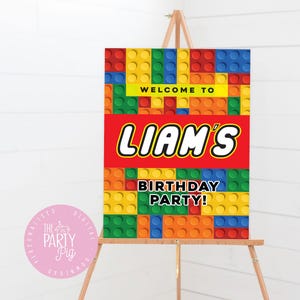 Building Block Birthday Party Welcome Poster , Building Block Welcome ...