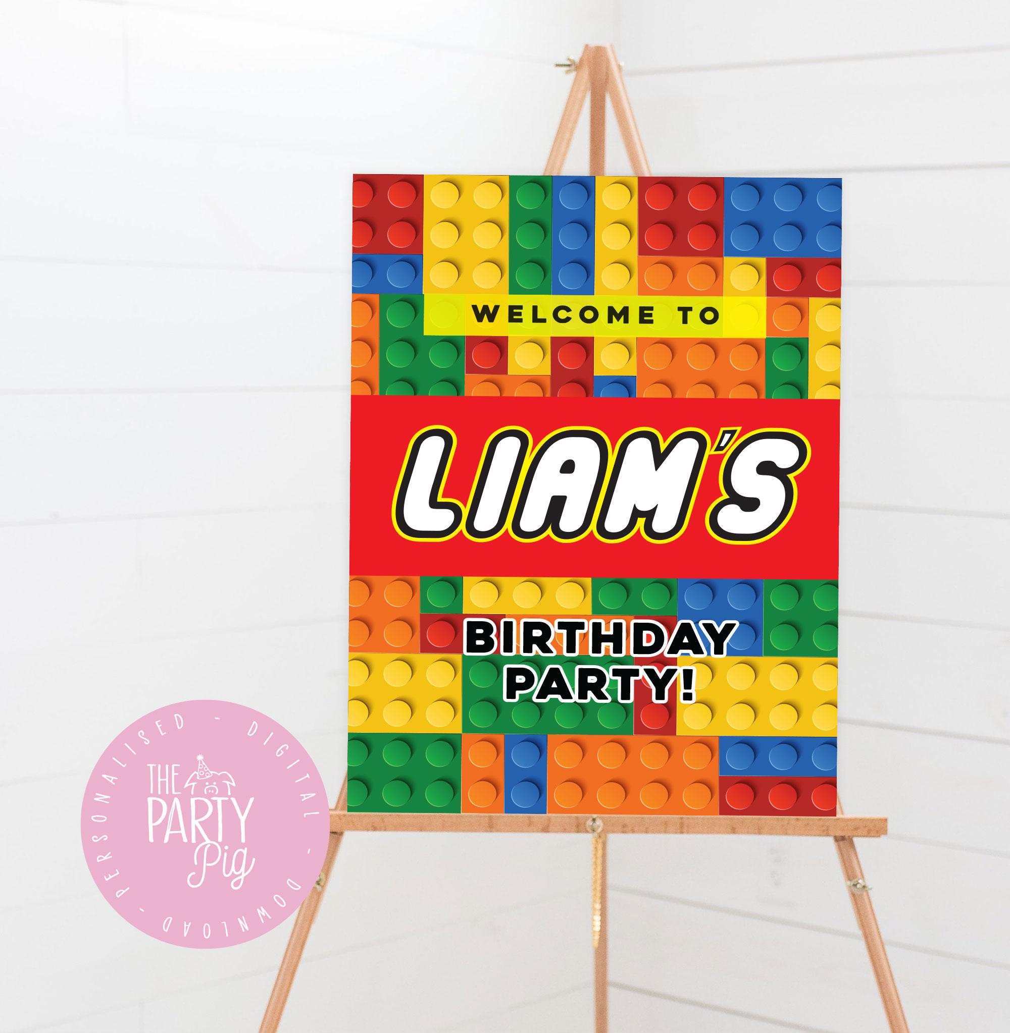 Building Block Birthday Party Welcome Poster , Building Block Welcome ...