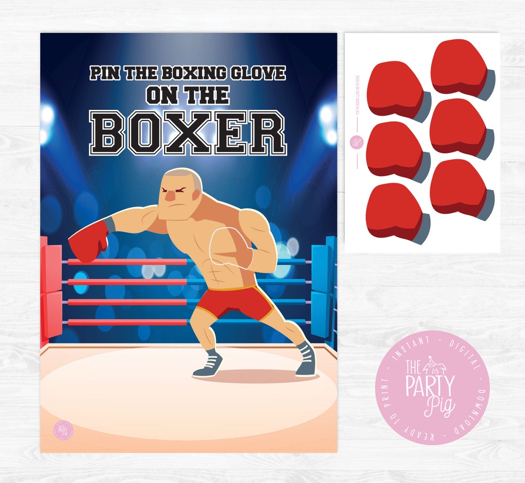 Boxing Party Game Pin the Boxing Glove on the Boxer DIY Party Printable ...