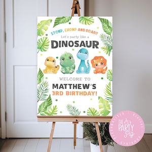 Dinosaur Birthday Welcome Sign, Baby Dinosaur Birthday Welcome Poster ...