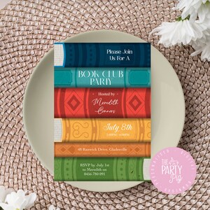 Book Club Invitation Vintage Book Cover Invite Custom Digital Download ...