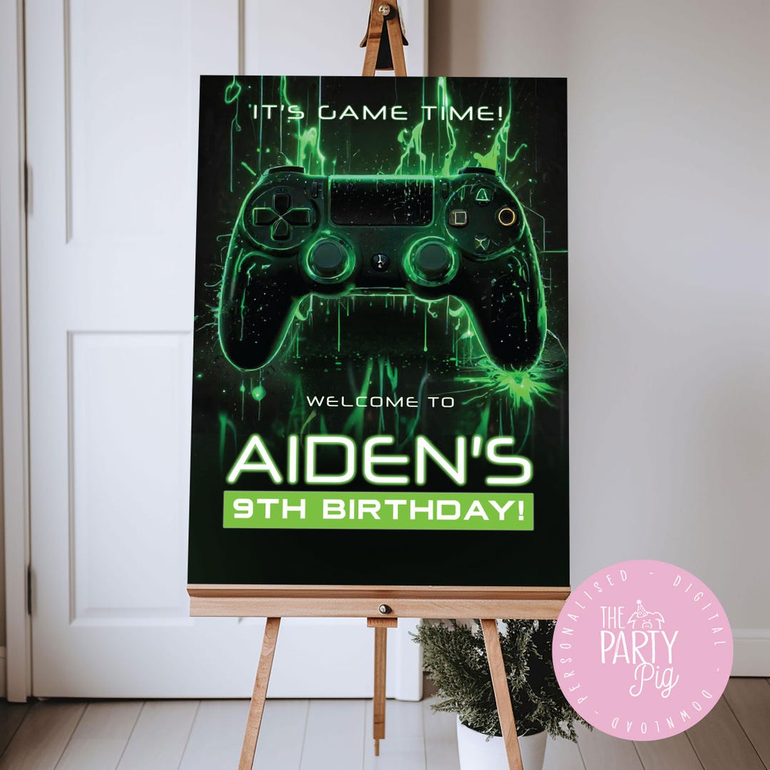 Gamer Welcome Sign, Video Game Birthday Sign, Gaming Birthday Party ...