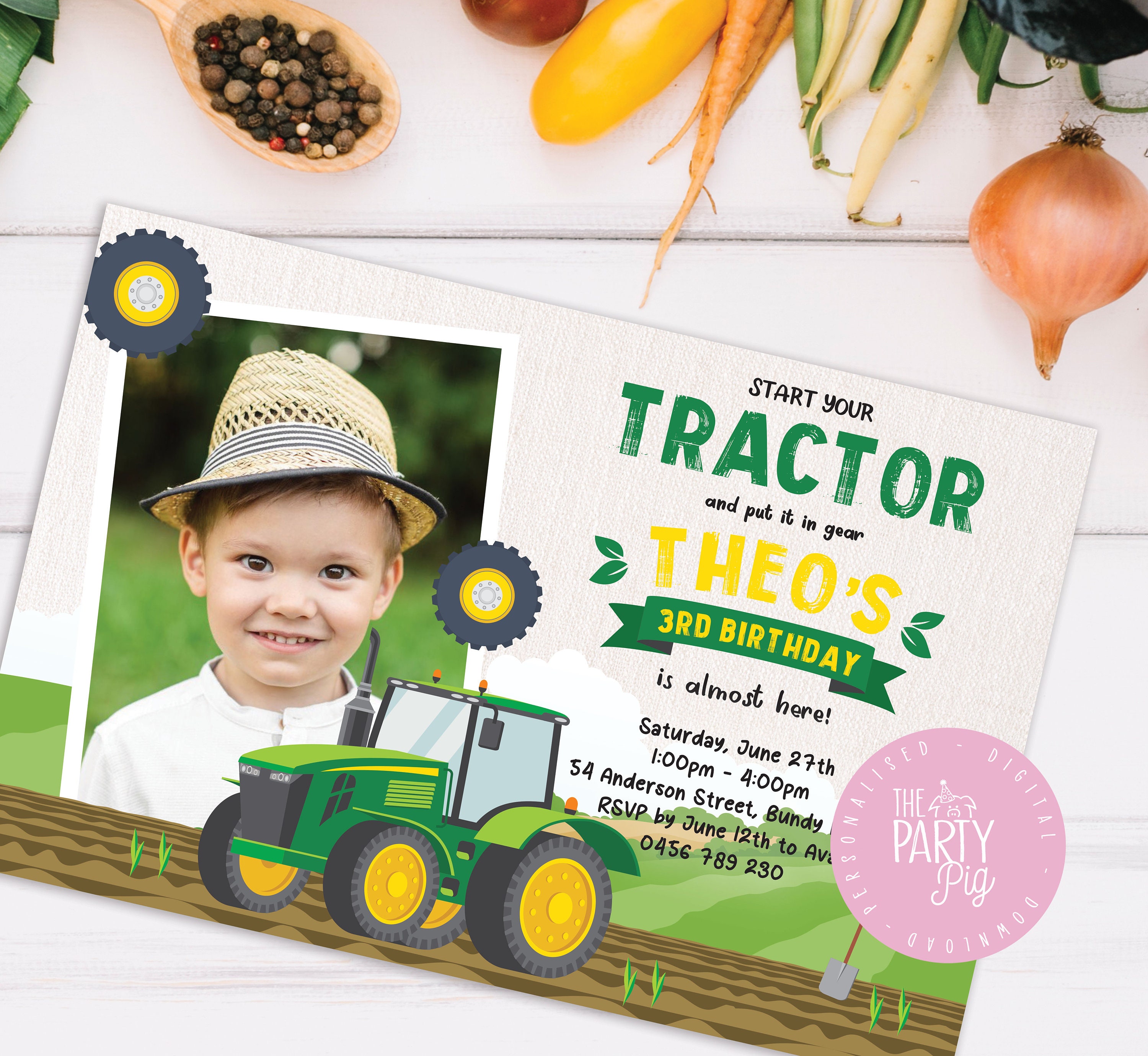 Tractor Birthday Invitation Digital Download Custom Invite Tractor ...