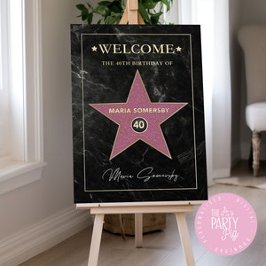 Hollywood Walk of Fame Welcome Poster Movie Themed Hollywood Birthday ...