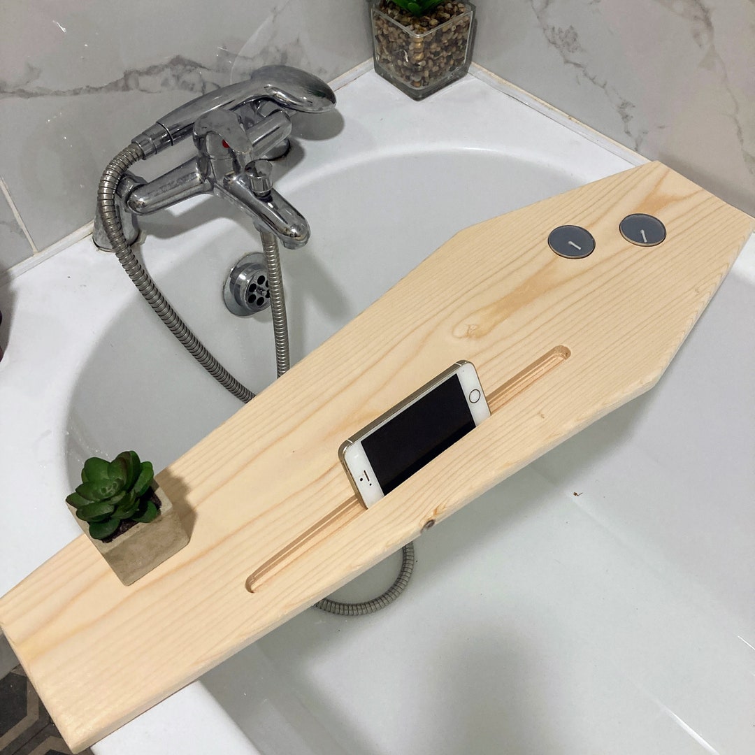 68cm Handmade Coffin Shaped Light Pine Bath Board / Bath Shelf Caddy ...