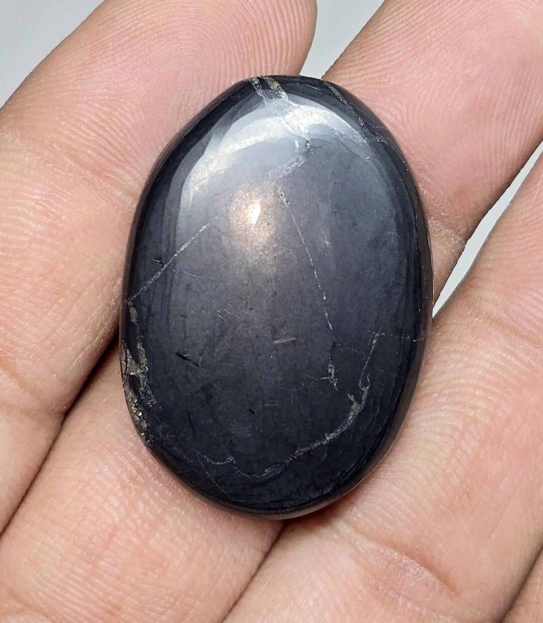 50 Cts Beautiful Shungite Oval Shape Gemstone Natural Black Shungite ...