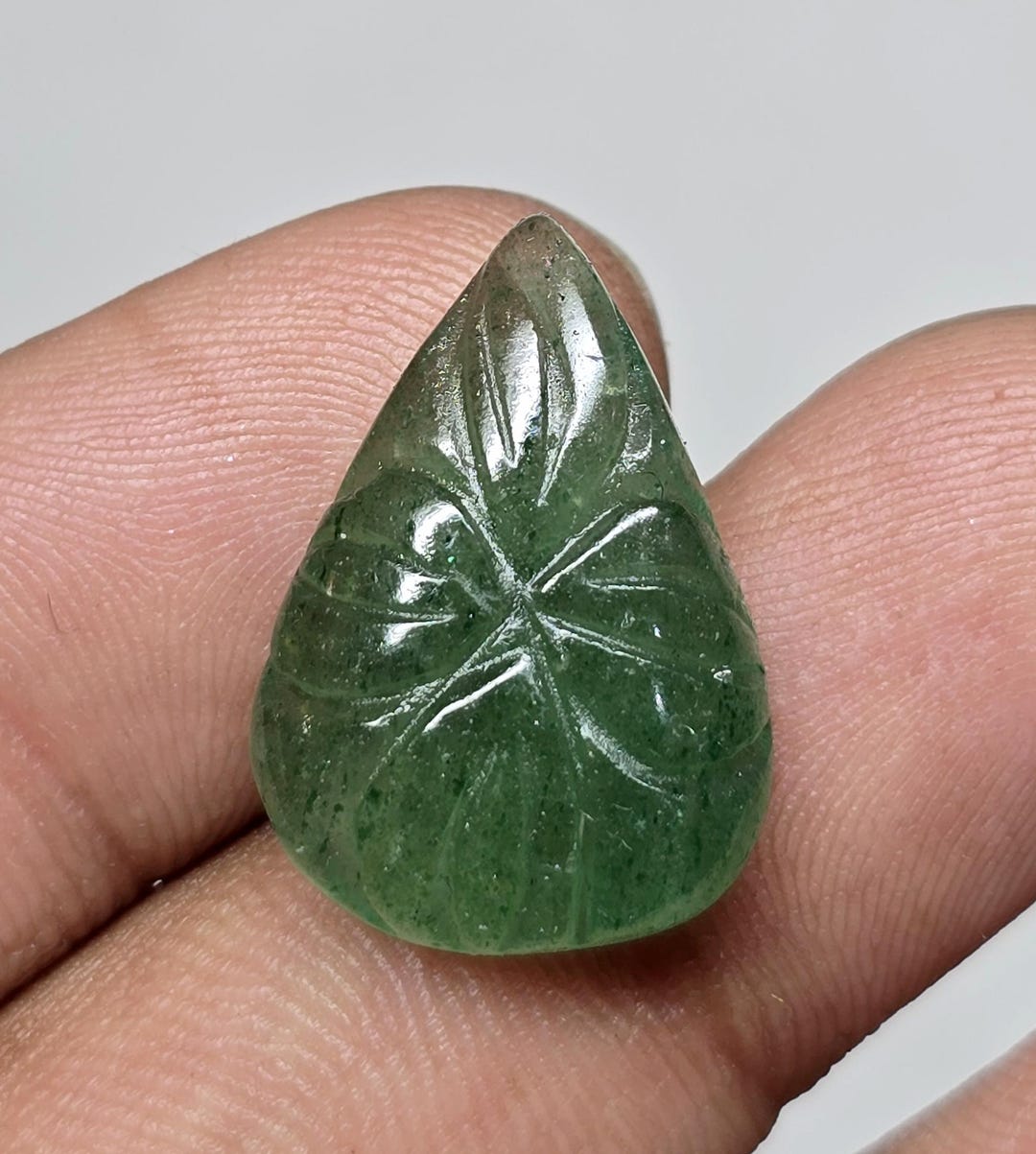 Natural Green Aventurine Quartz Pear Shape Carving Gemstone 18x25 MM ...