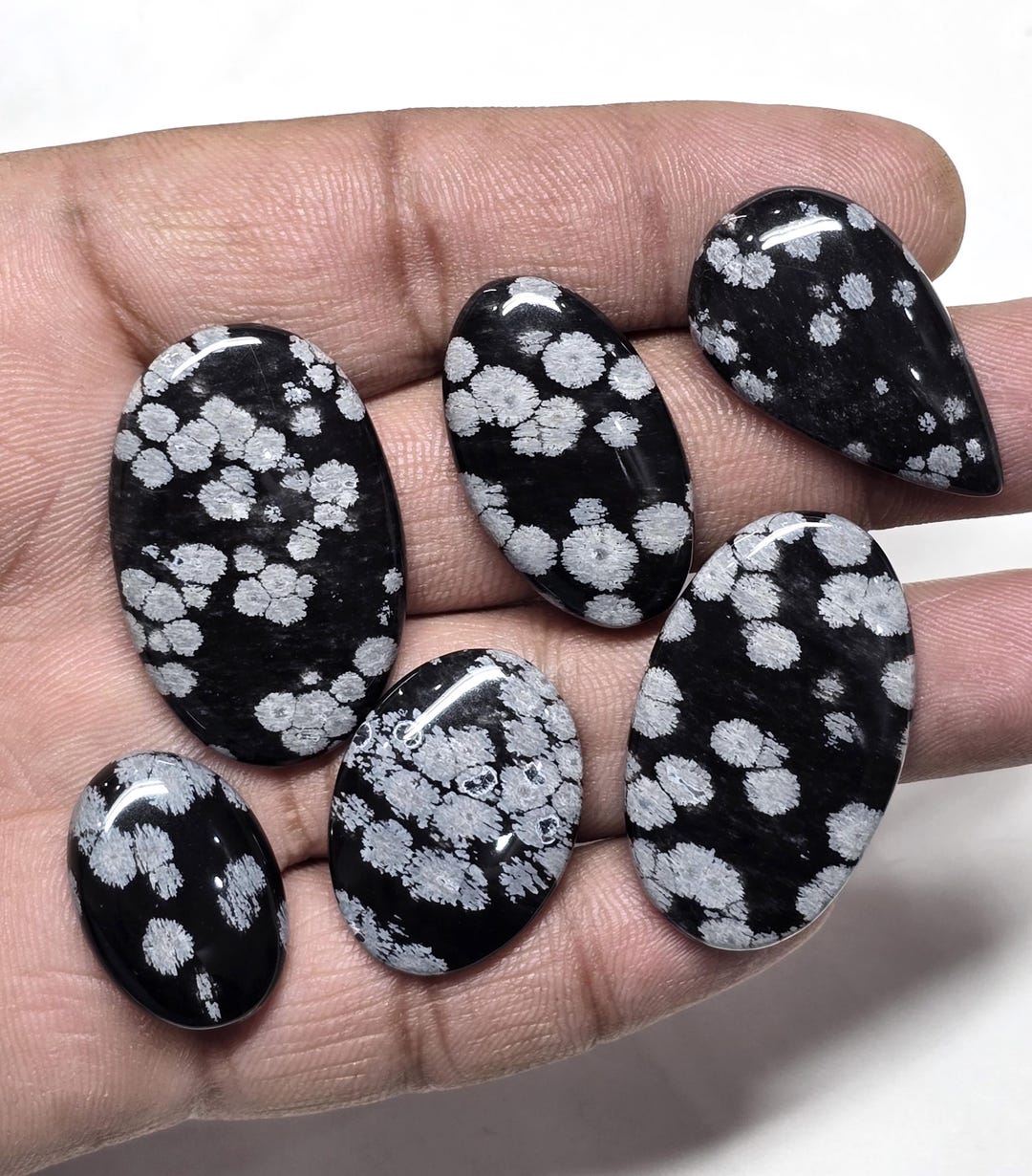 Natural Snow Flake Obsidian Cabochon Gemstones: Jewelry Making Lot - Etsy