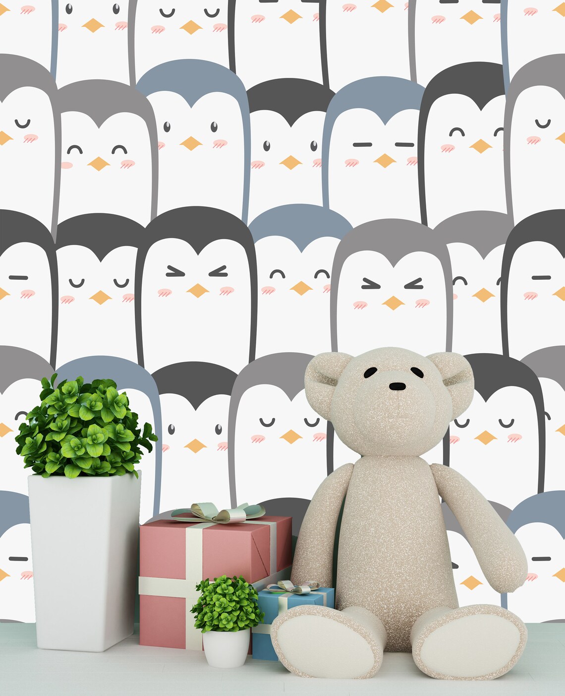 Cute Penguins Removable Wallpaper Mural * Nursery Peel & Stick or Pre ...