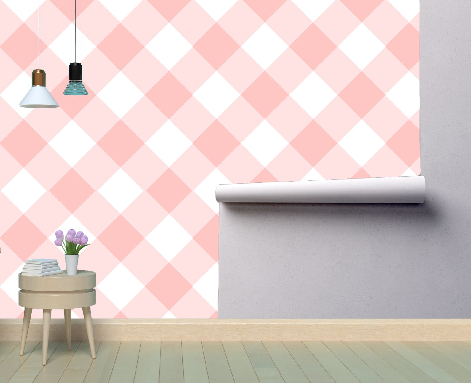 Geometric Pink Removable Wallpaper Mural * Peel & Stick or Pre-pasted ...