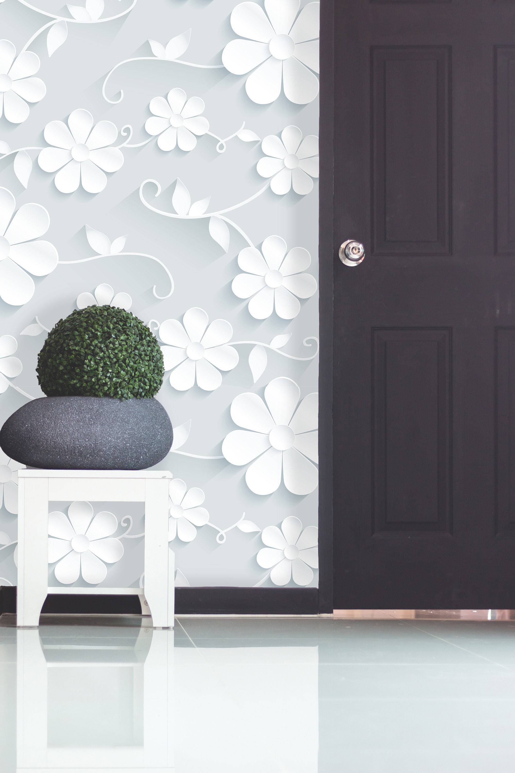 3d Flowers Removable Wallpaper Mural Floral Peel And Stick Etsy
