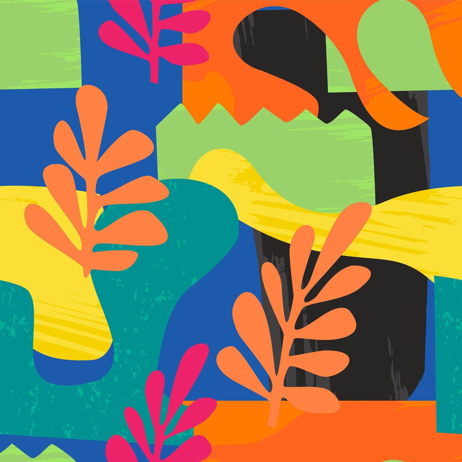 Colorful Abstract Removable Wallpaper Mural Tropical Peel & - Etsy