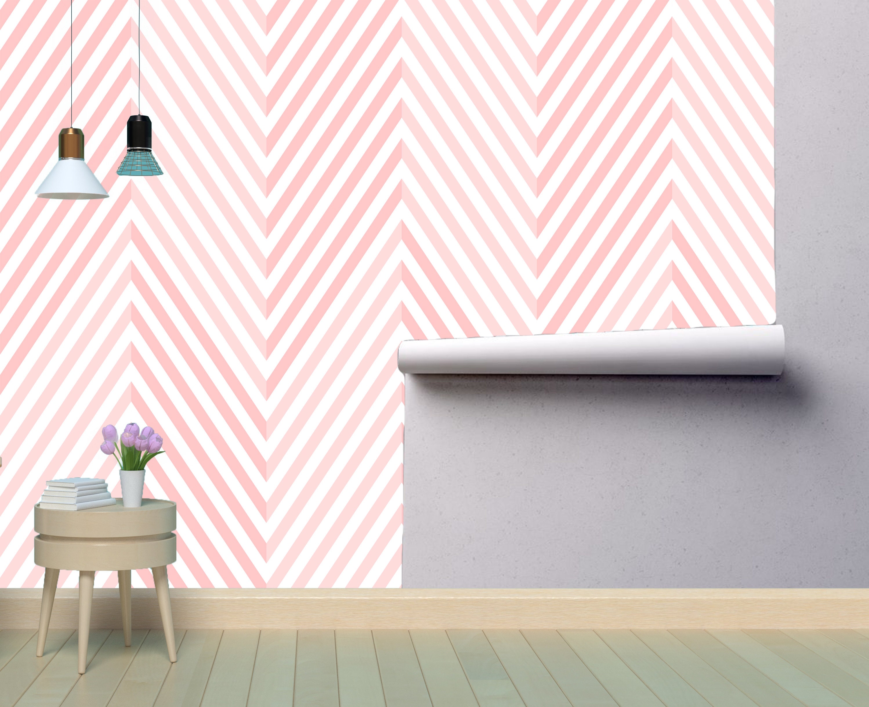 Pink Geometric Removable Wallpaper Mural * Peel & Stick or Pre-pasted ...