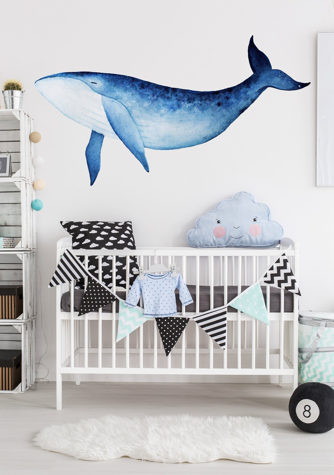 Removable Baby Wall Decals * Nursery Peel and Stick * Watercolor Blue ...