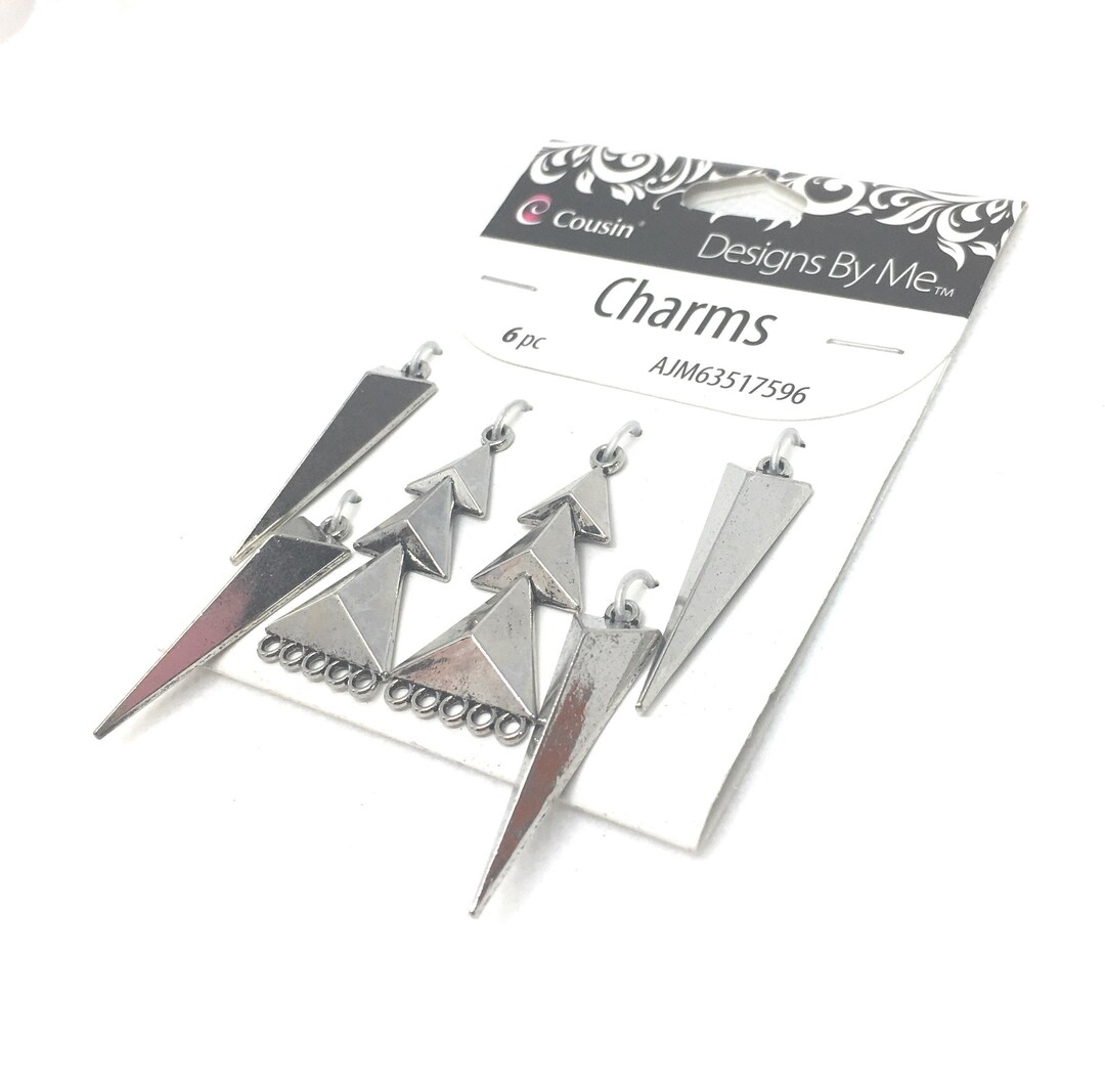 Spike Charms 6 Piece Set | Assorted Silver 3D Spike Charms | by Designs ...