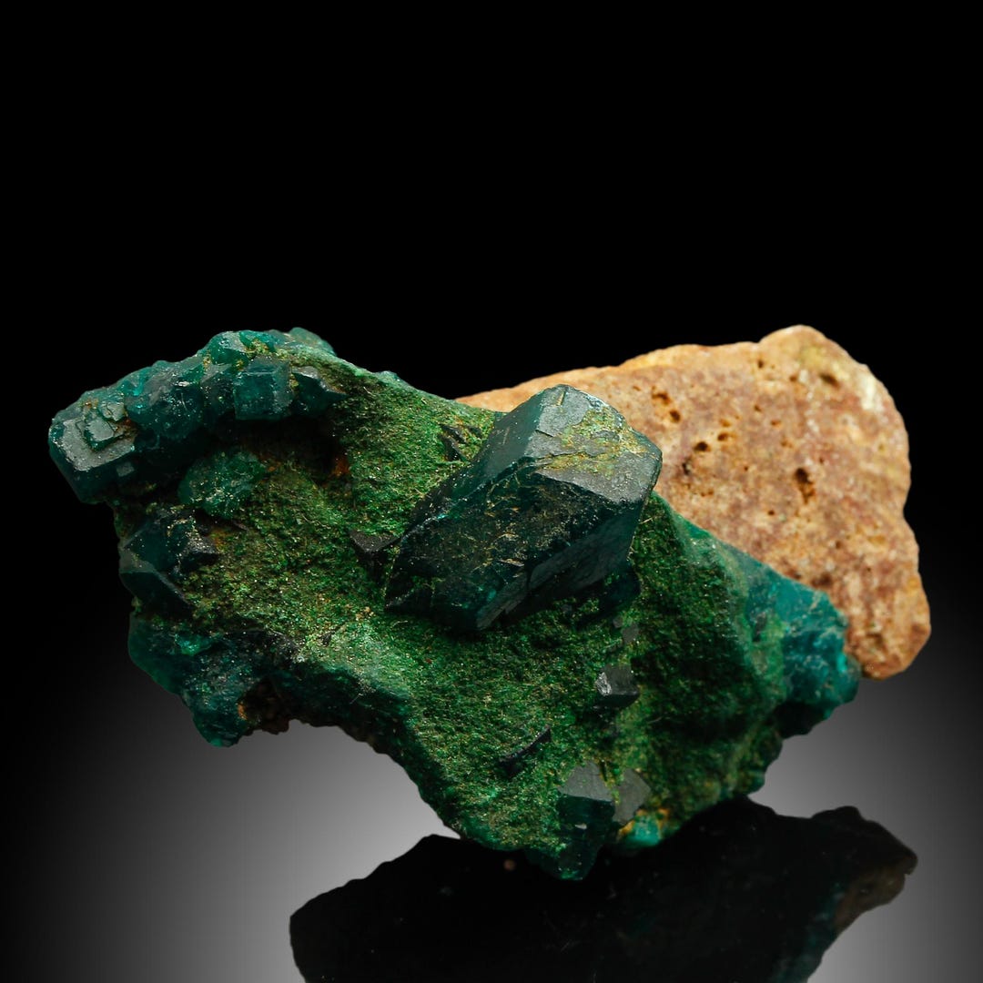 Dioptase With Malachite DR CONGO African Minerals, Emerald Green ...