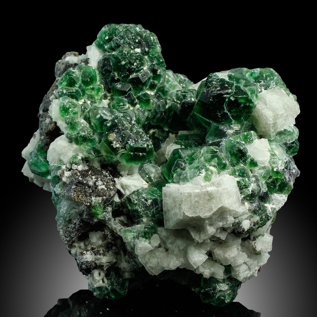 XXL Green Fluorite With Goshenite Beryl Crystals Namibia - Etsy