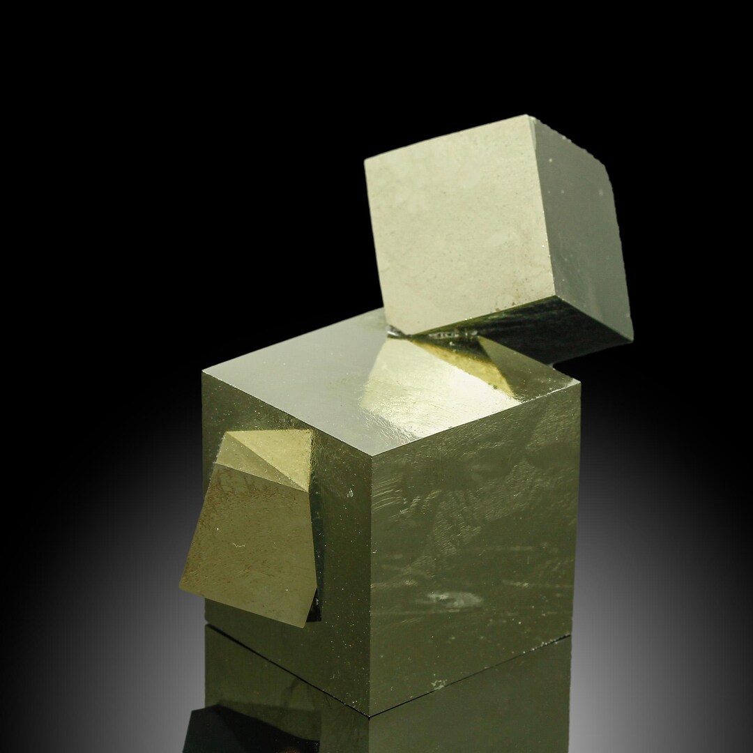 Natural Pyrite Cubes From Navajun Spain Golden Crystals With Geometric ...