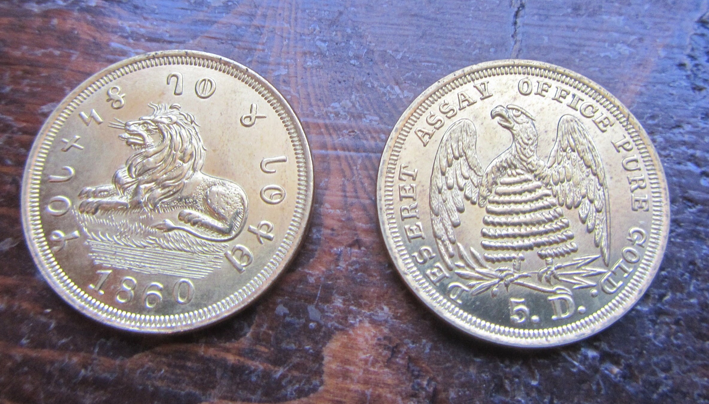 Mormon Gold 1860 Collectible Commemorative Curio 5 Dollar Behive and ...