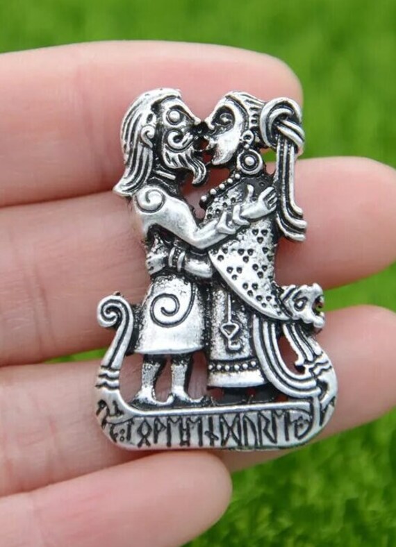 Viking Lovers Silver Runes Norse Medieval Ship Pendan… - Gem