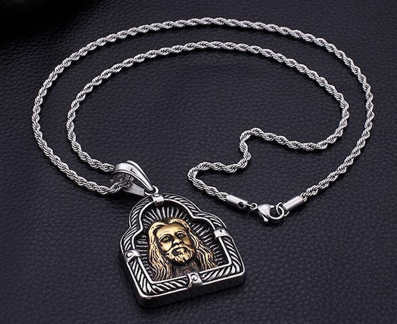 Jesus Christ Savior Stainless Steel Gold Christian Si… - Gem