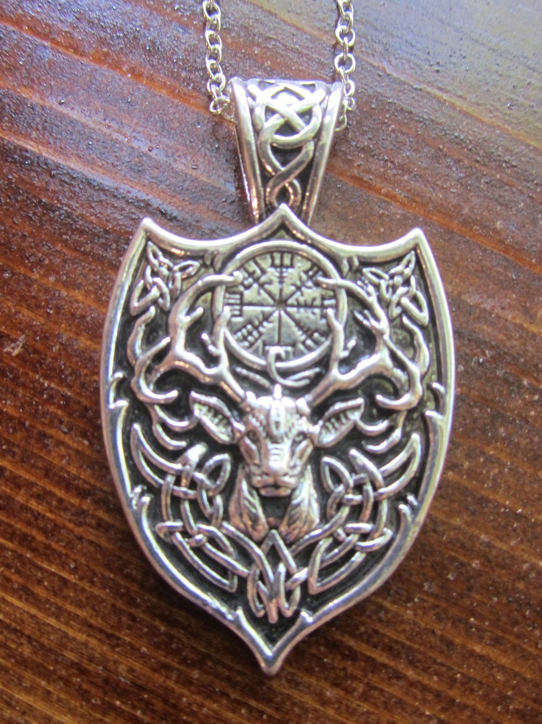 Viking Stag W/ Helm of Awe Silver Medieval Norse Pagan Forest Deity ...