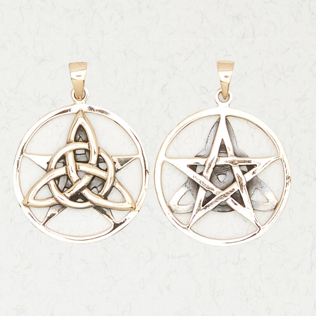 Trinity Knot & Pentacle-Bronze/Occult/Double-Sided/Celtic/Gold/Pagan ...