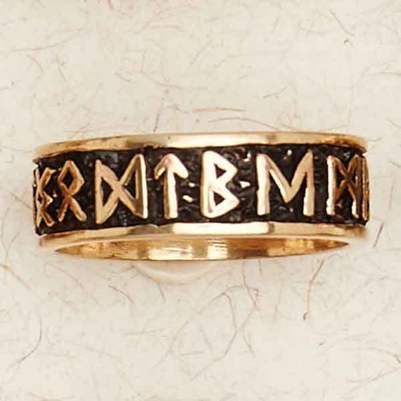 Runic Band-bronze Viking Gold Pagan Norse Scandinavian Ring - Etsy