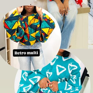 Red African Print Kimono Top: Batwing Sleeve Boho Shrug - Etsy