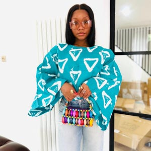 Red African Print Kimono Top: Batwing Sleeve Boho Shrug - Etsy