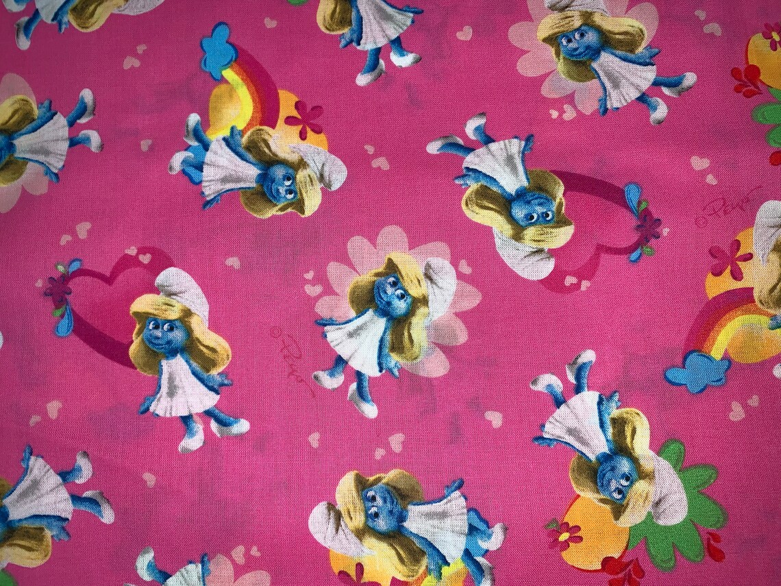 Rare the Smurf Smurfette Pink Fabric Sold by FQ - Etsy