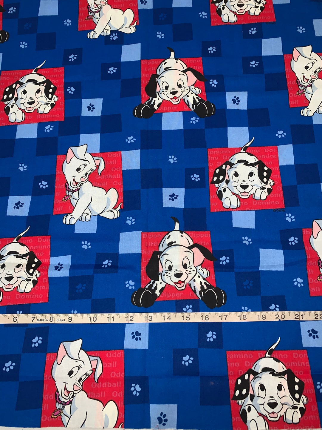Rare Dalmatian Patchworks Blue Fabric 24"l by 21"w - Etsy
