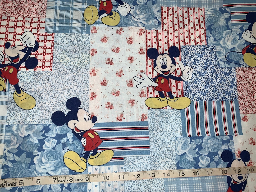 Disney Mickey Mouse Blue Patchworks Fabric Sold by FQ 18x21 Last Piece ...