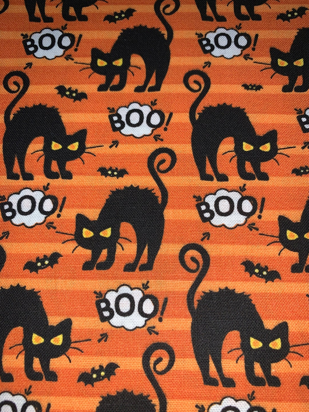 NEW Halloween Scary Cats Boo 100% Cotton Sold by 1/2 Yard 18"l X 44"w ...