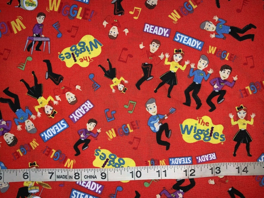 NEW Rare the Wiggles Emma Anthony Simon Lachy on Red 100% Cotton Fabric ...