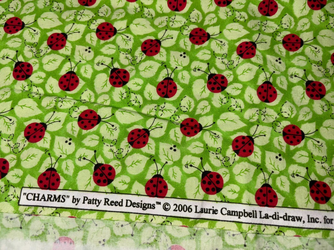 NEW Vintage Patty Reed Charms Ladybugs 100% Cotton Fabric Sold by 1/2 ...