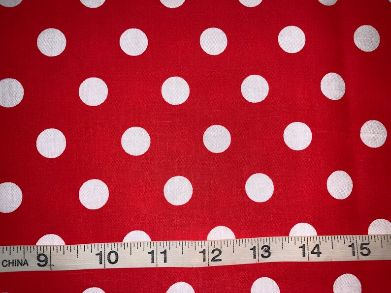 Red White Polka Dots 100% Cotton Fabric Sold By 1/2 Yard | Etsy